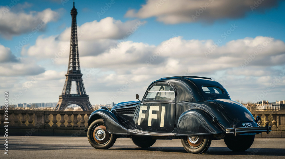 AI-Generated Image: Vintage French Traction Avant Car with "FFI" in ...