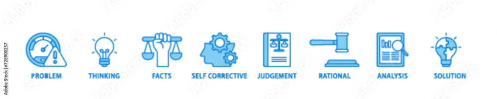 Critical thinking icon set flow process illustrationwhich consists of ...
