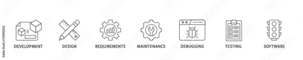 Agile icon set flow process illustrationwhich consists of development ...