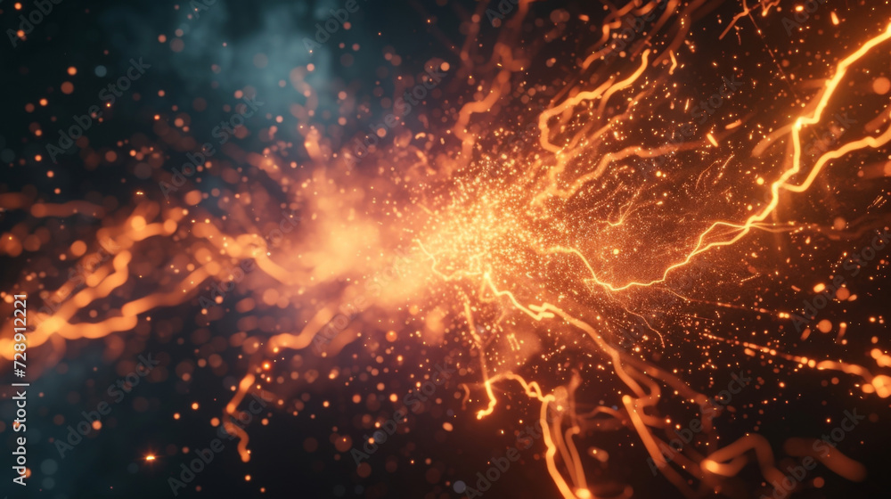 A frenzy of electric sparks fills the space crackling and popping like ...