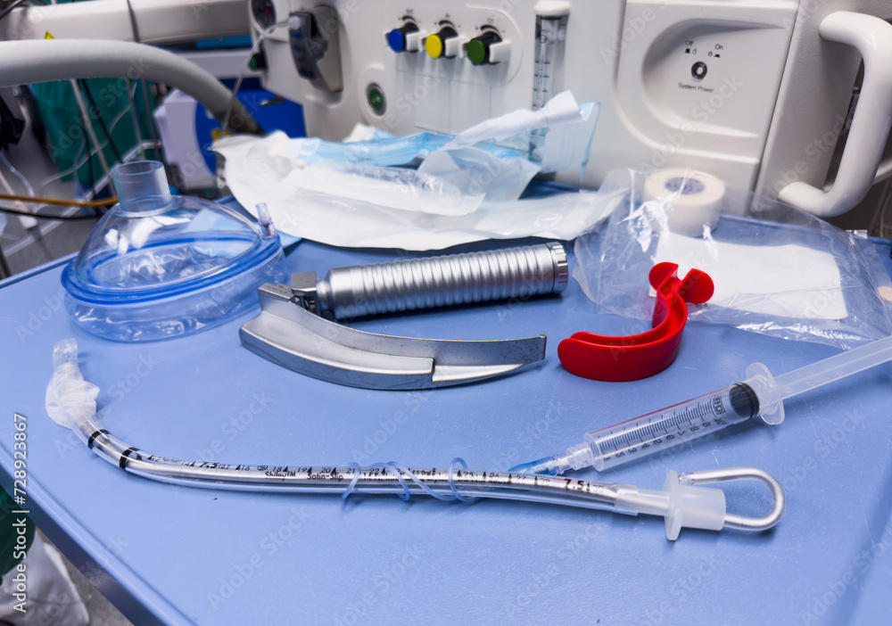 endotracheal tube and ventilation mask, symbolizing critical care and ...
