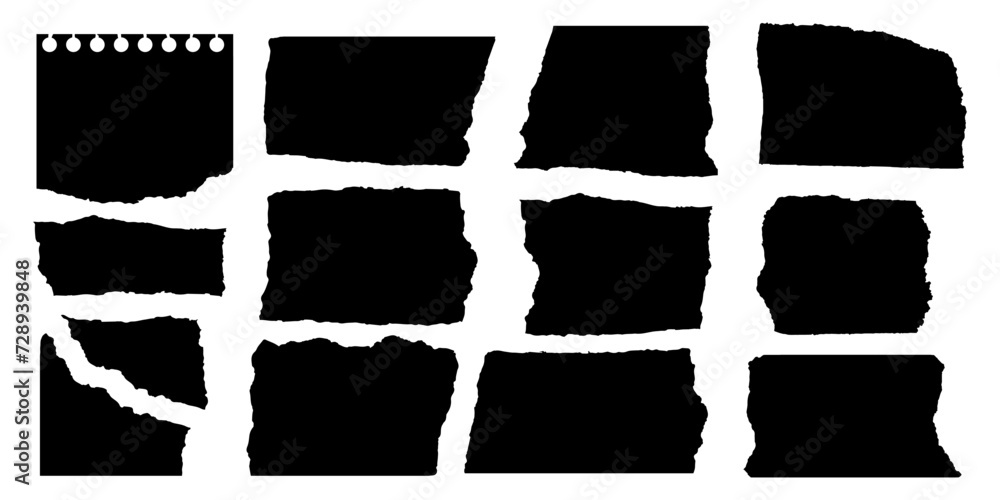 Jagged rectangles.Ripped paper silhouettes.Square shapes with torn ...