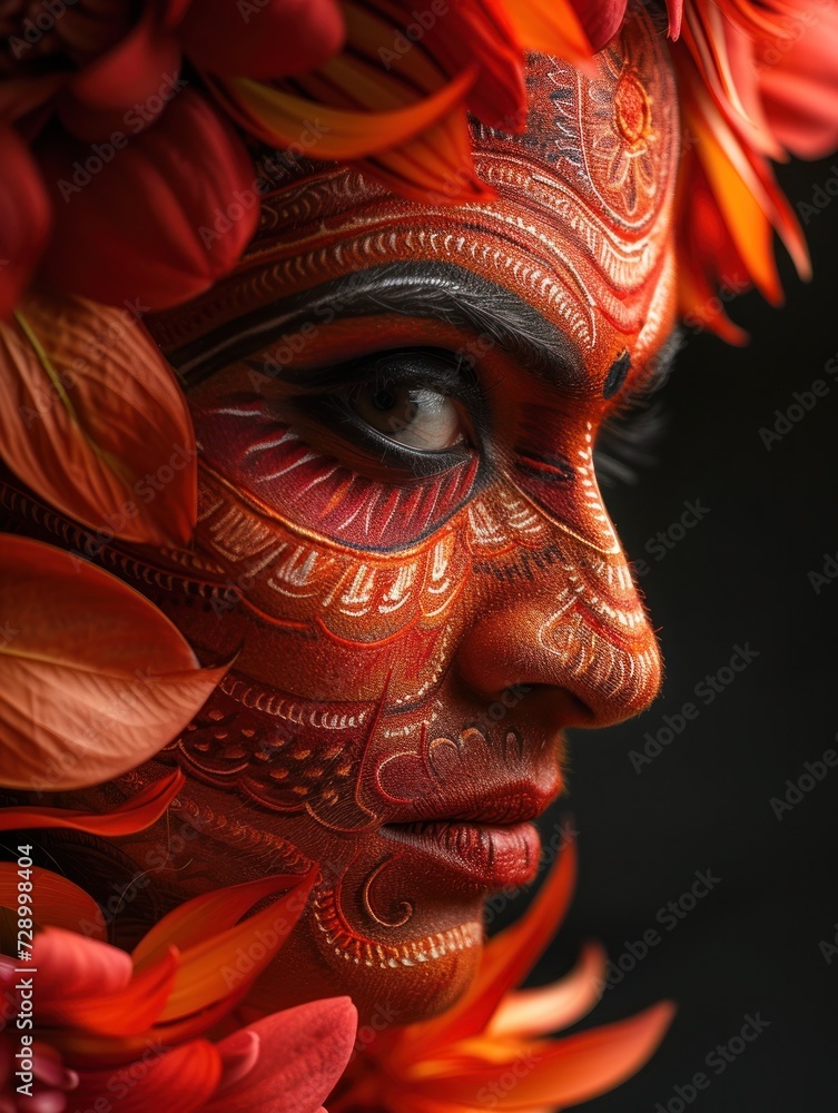 Makeup Theyyam ritual art from kerala. Theyyam traditional dance face ...