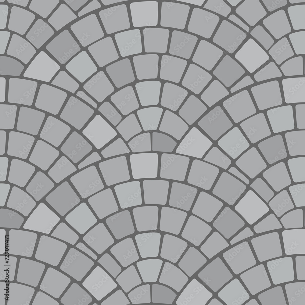 Cobble fan or European pavement tile pattern, grey cobblestone for ...