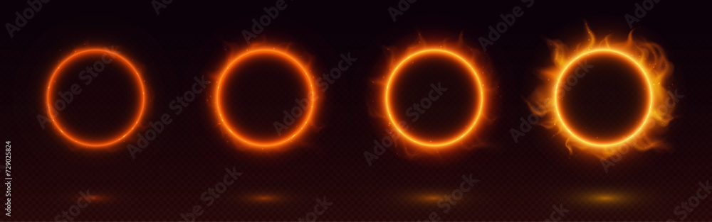 Circle fire frames set isolated on transparent background. Vector ...