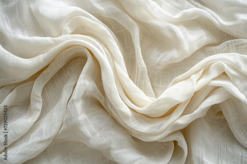 Elegant white gauzy fabric with delicate translucent texture gracefully ...