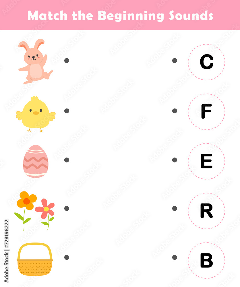 Ilustración de Stock Beginning Sound Matching Worksheet. Beginning ...