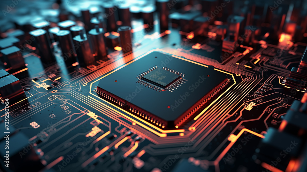 Circuit board background. Electronic circuit board close up. CPU chip on Motherboard. Abstract ...