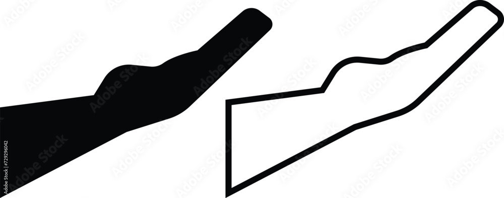 Hand gestures flat or line icon set. Included, fingers interaction ...