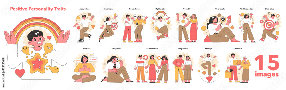A vibrant collection of vector illustrations showcases a diverse group ...