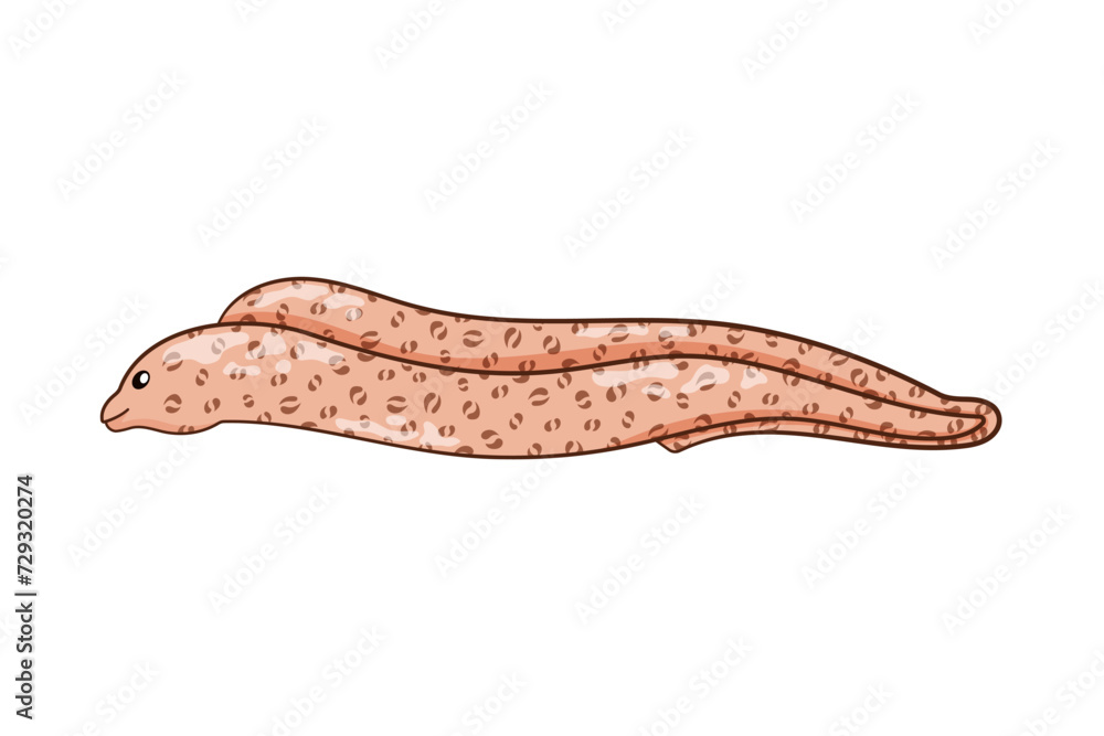 Moray eel character in cartoon art style. Undersea animal with ...