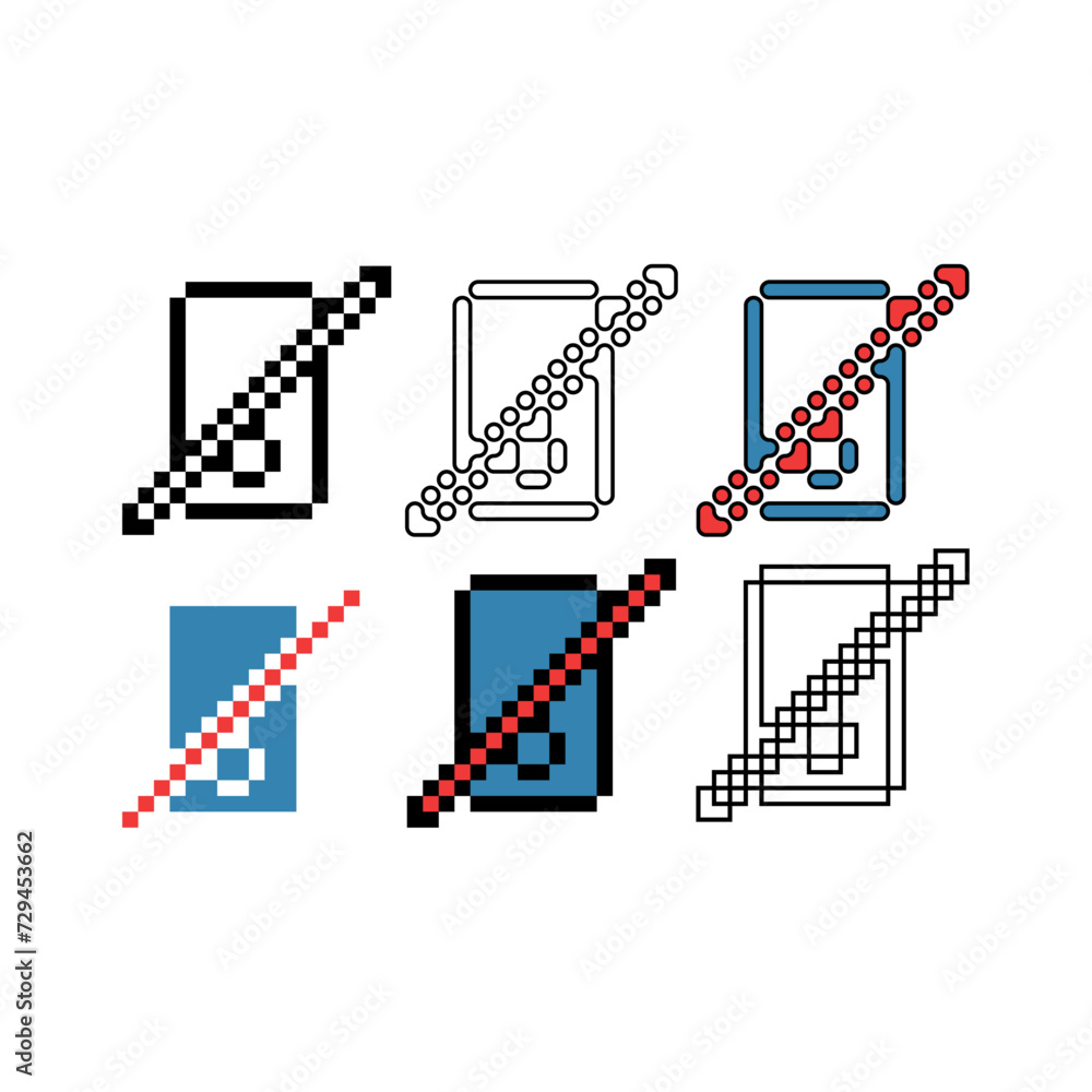 Pixel art outline sets icons of no handphone sign variations in color ...