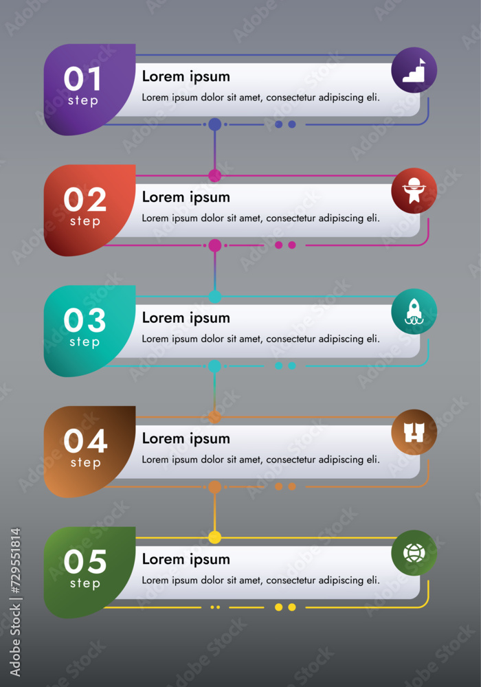 Infographic template. 5 steps that are related to each other. You can ...