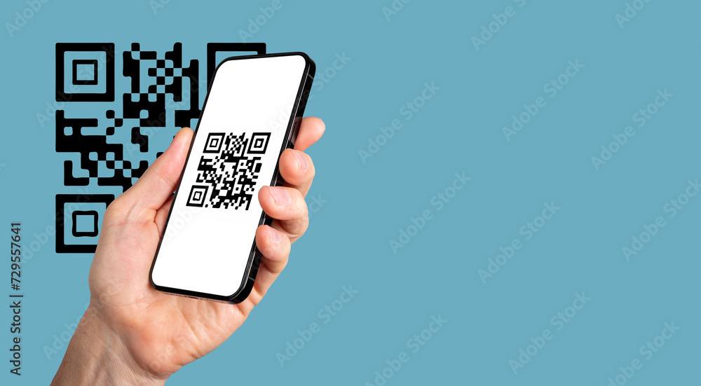 Scanning QR code with mobile phone app. QRcode scanner on smartphone ...