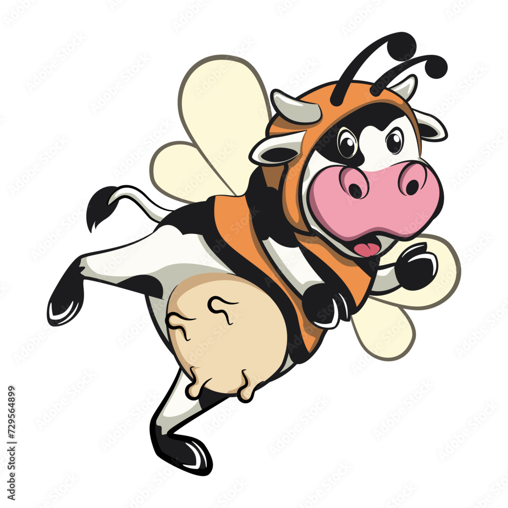 vector isolated clip art illustration of cute cow mascot wearing ...