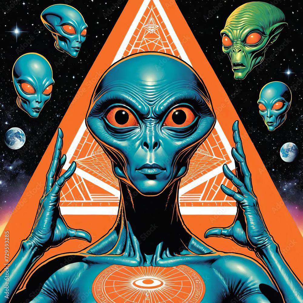 Extravagant Illuminati Scene with Alien Supreme Leader and Hidden ...