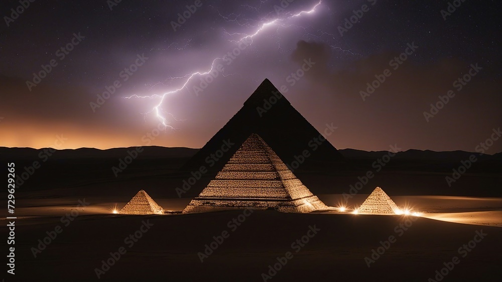 pyramid in the night A cosmic dance of forces, where the pyramid and ...