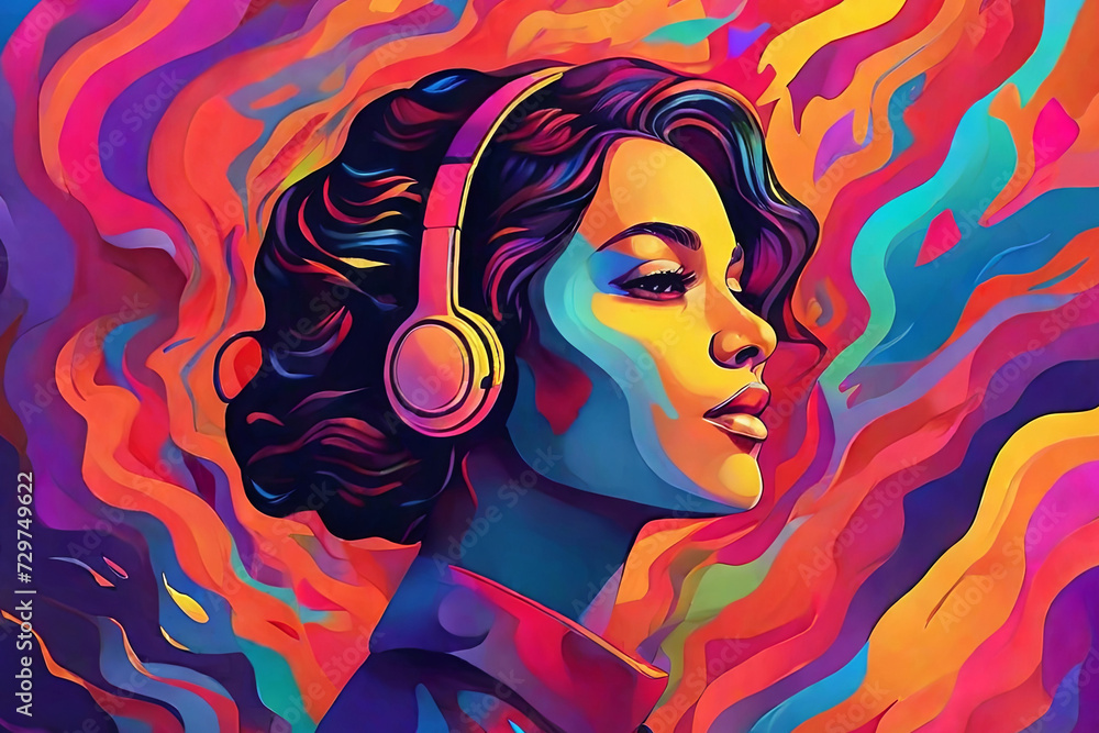 Vivid mental health concept. Colorful illustration depicts auditory hallucinations. Explore ...
