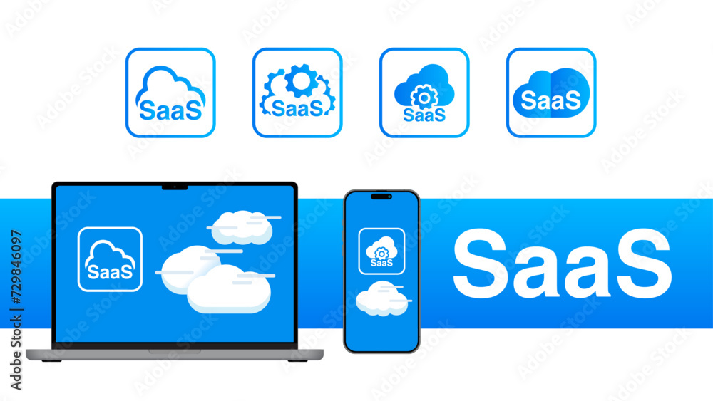 SaaS - Software as a service concept. Digital Web Server and Data ...