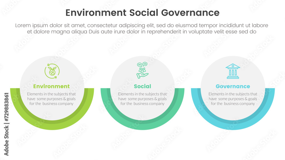 esg environmental social and governance infographic 3 point stage ...