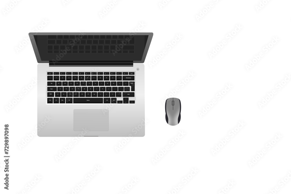 Laptop top view Illustration, mockup, concept, office setup, work, WFH ...
