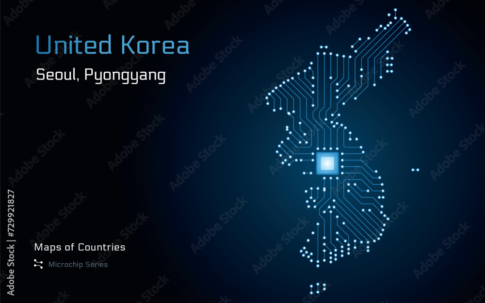 United Korea Map with a capital of Seoul, Pyongyang Shown in a ...