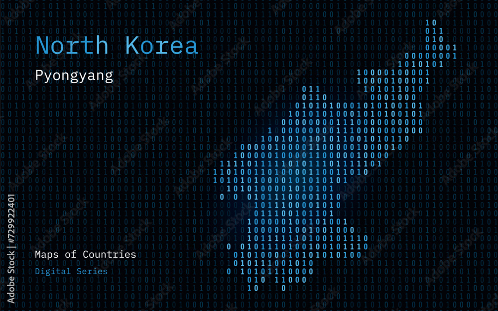 Stock-Vektorgrafik „North Korea Gold Map Shown in Binary Code Pattern. TSMC. Matrix numbers ...