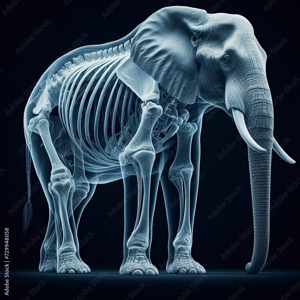 Стокова ілюстрація Elephant mammoth full body anatomy X-ray radiography ...