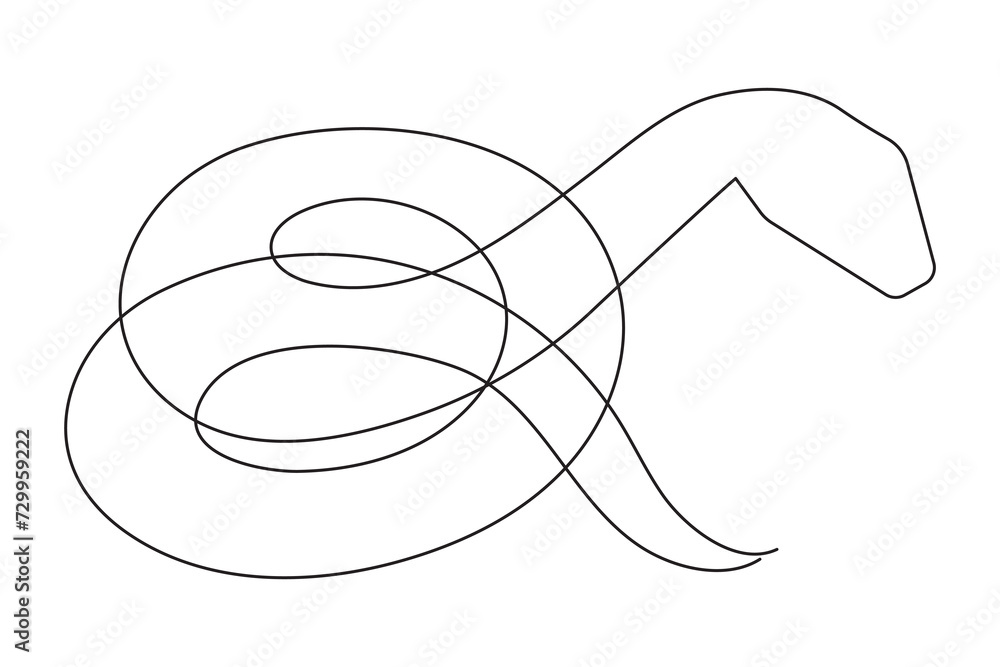 Snake one line art,hand drawn continuous drawing contour,symbol of new ...