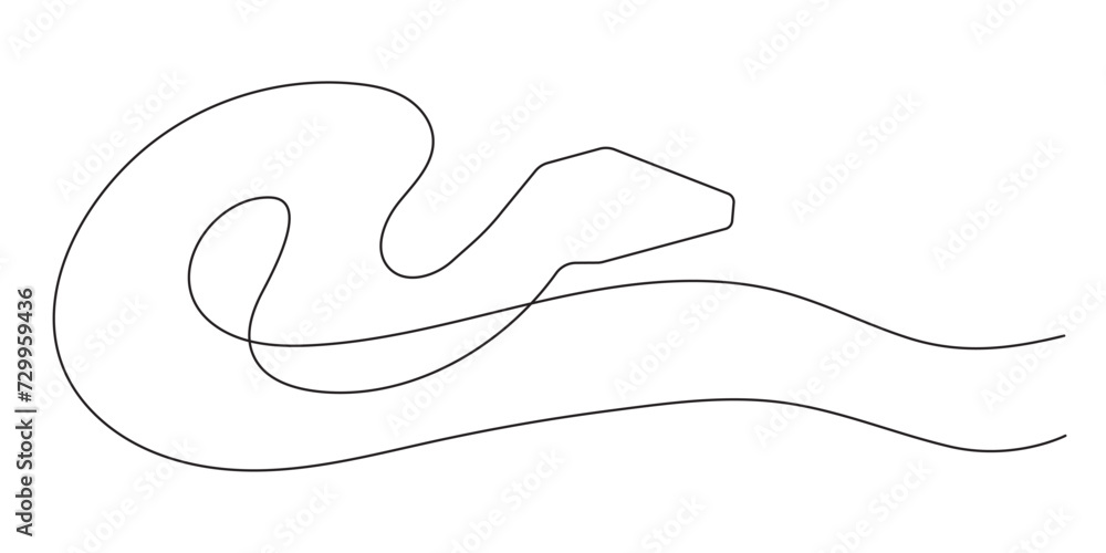 Snake one line art,hand drawn continuous drawing contour,symbol of new ...