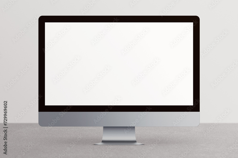 LCD monitor personal computer isolated template mono block. Blank ...