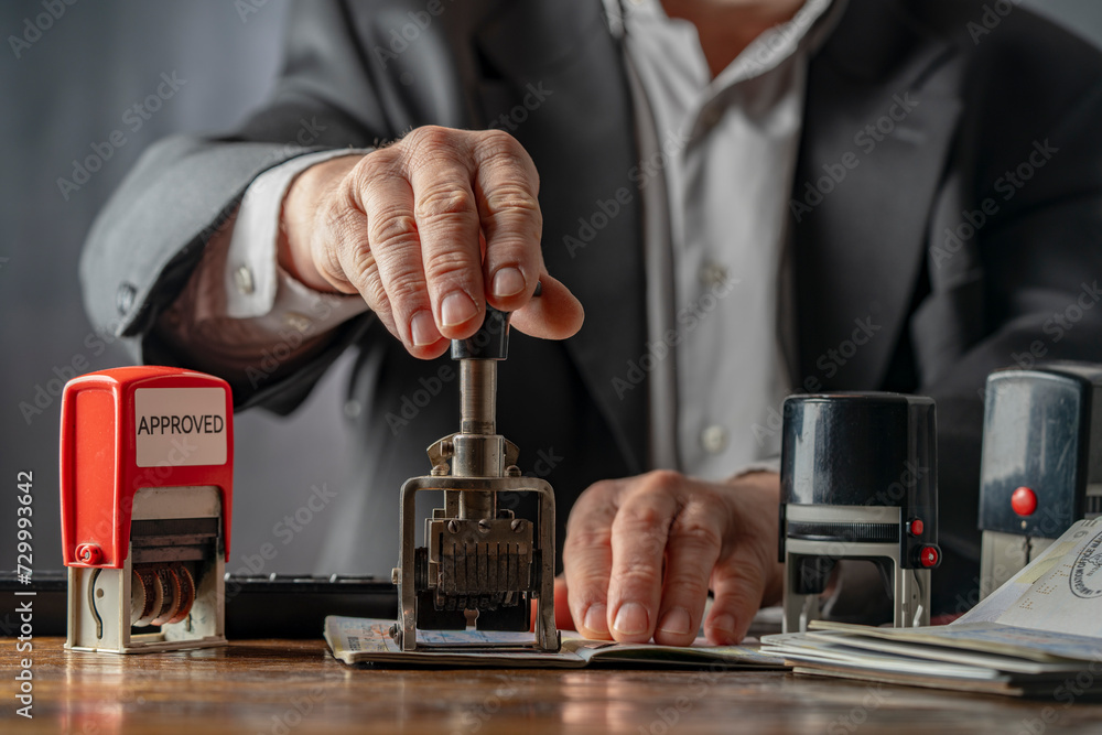 Immigration and passport control at airport. Vacation and travel ...