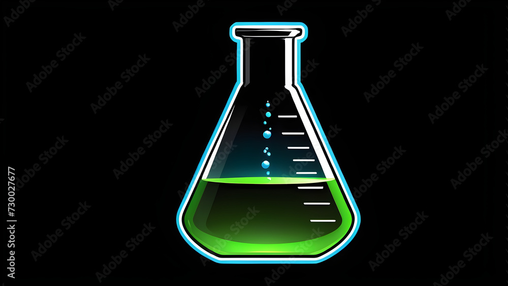 conical flask icon clipart isolated on a black background. with black ...