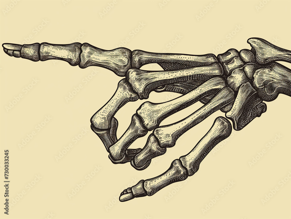 Vector illustration of the bones of the human skeleton. Hand drawing ...