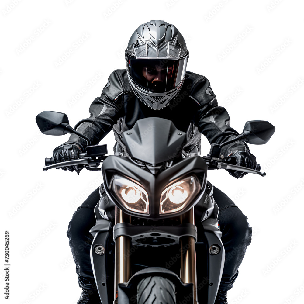 front view, biker in PNG Stock Photo | Adobe Stock