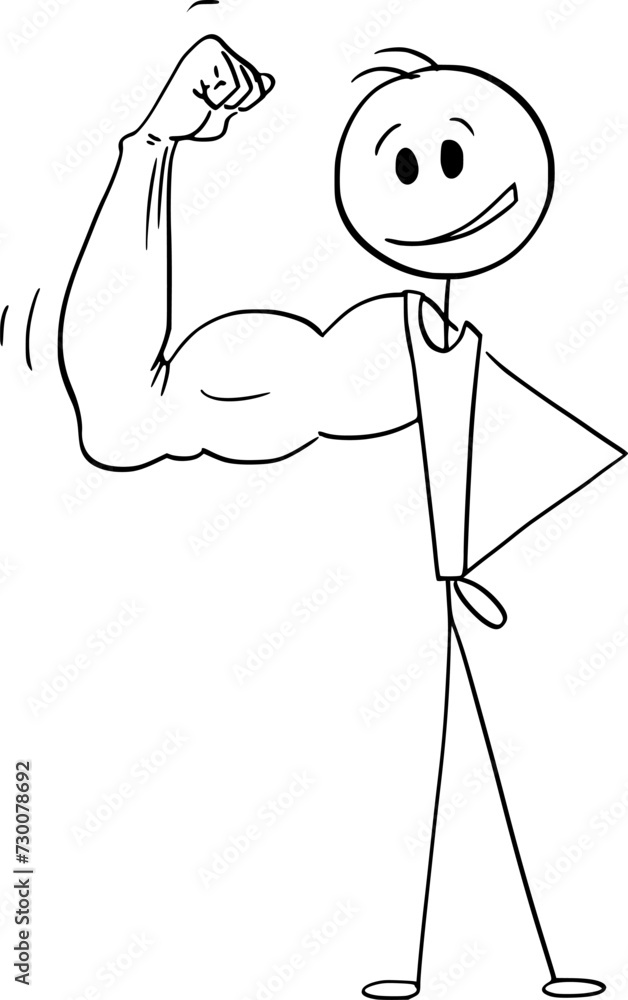 Strong Muscular man, Vector Cartoon Stick Figure Illustration Stock ...