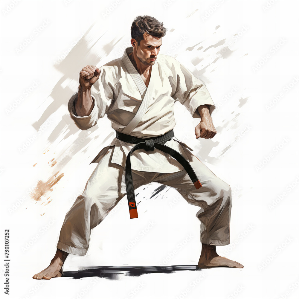 Martial Arts Mastery: Dynamic Karate Black Belt Fighter in Traditional ...
