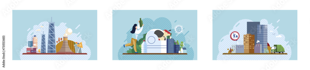 Nature pollution. Vector illustration. The danger nature pollution can ...