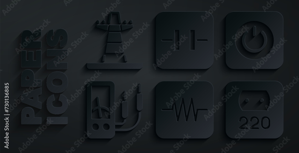 Set Resistor in electronic circuit, Power button, Ampere meter ...