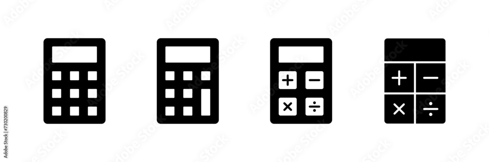 Calculator icon. Calculating machine silhouette icons. Calculator ...