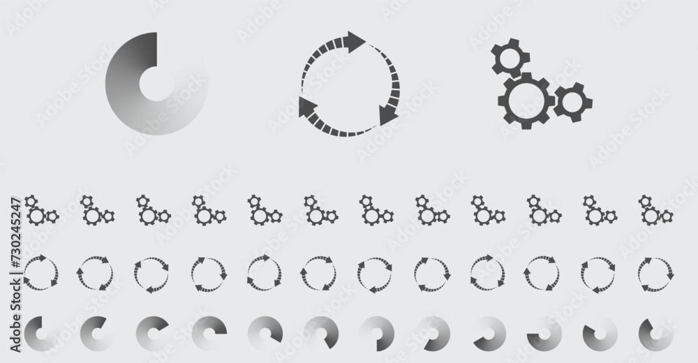Circular Loading Buffering Icons Vector Set Video Ready for Animation ...