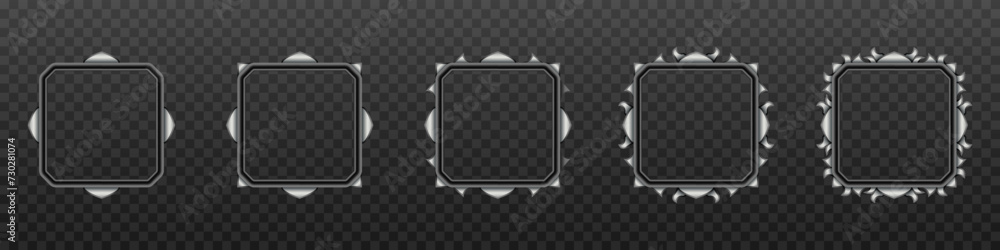 Black and Silver Border Game Avatar Frames for Game UI Designs Stock ...