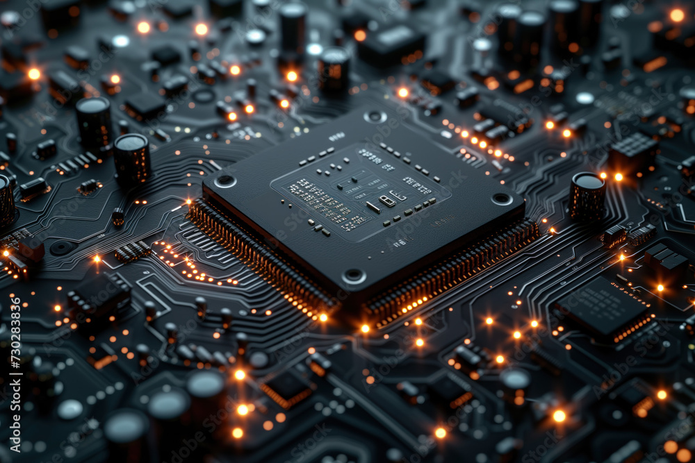 electronic circuit board with digital flex circuits, cilicon chip ...