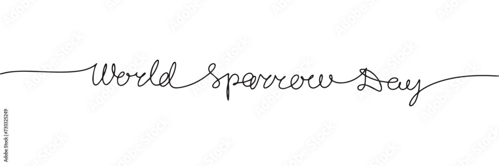 World Sparrow Day one line continuous text banner for holiday ...