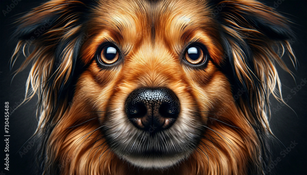 Large horizontal image of a dog, favoring photorealistic detail and ...