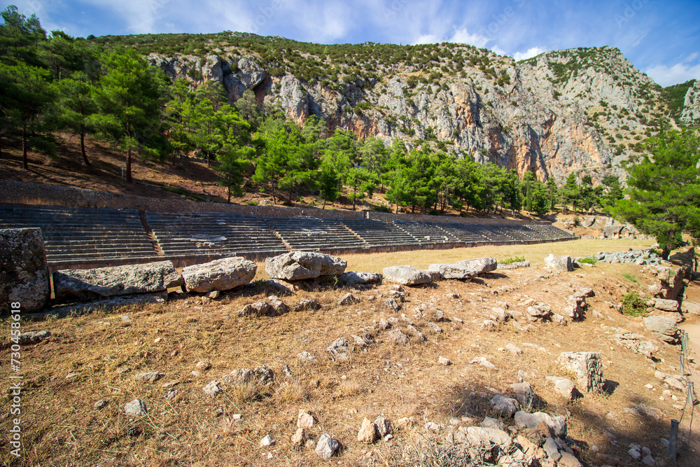 The ancient stadium of Delphi is located at the highest point of the ...