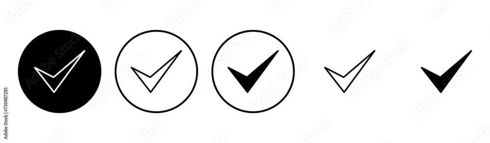 Check mark icon set. Check mark icon. Tick mark symbol vector Stock ...