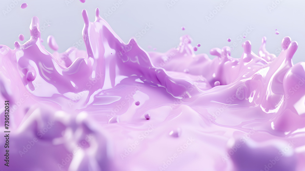 Splash of taro milk and white background. 3d illustration. Lila Paint ...