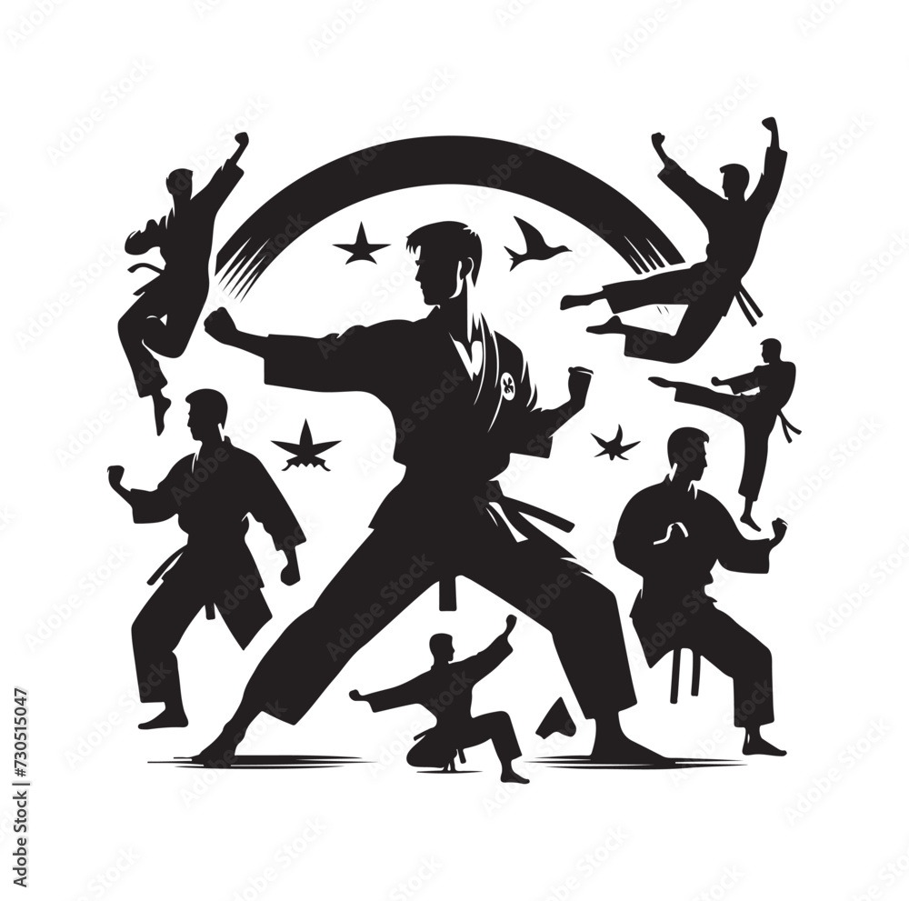 Vector de Stock martial art Vector or karate silhouettes vector ...
