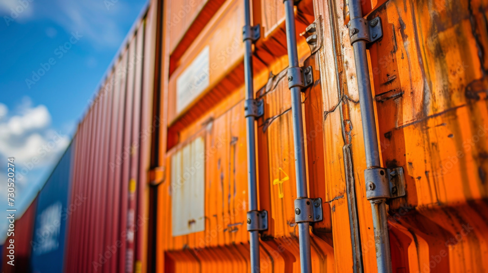 Photo Stock A closeup of a labeled shipping container showcasing its ...